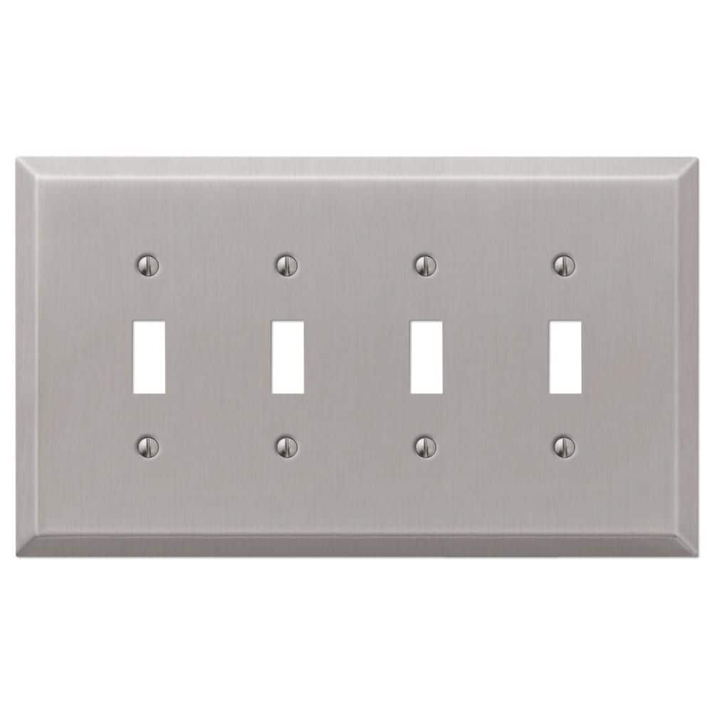 AMERELLE Oversized 4-Gang Brushed Nickel Toggle Steel Wall Plate ...