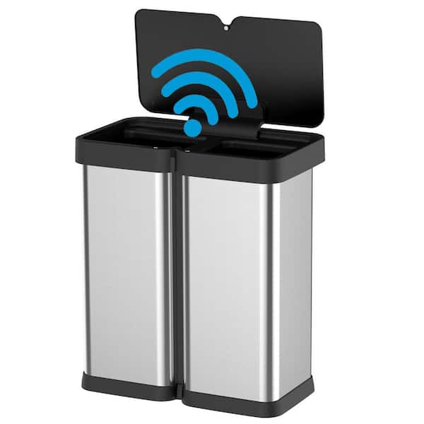 16 gal. Silver Stainless Steel Touchless Rectangular Motion Sensor ...