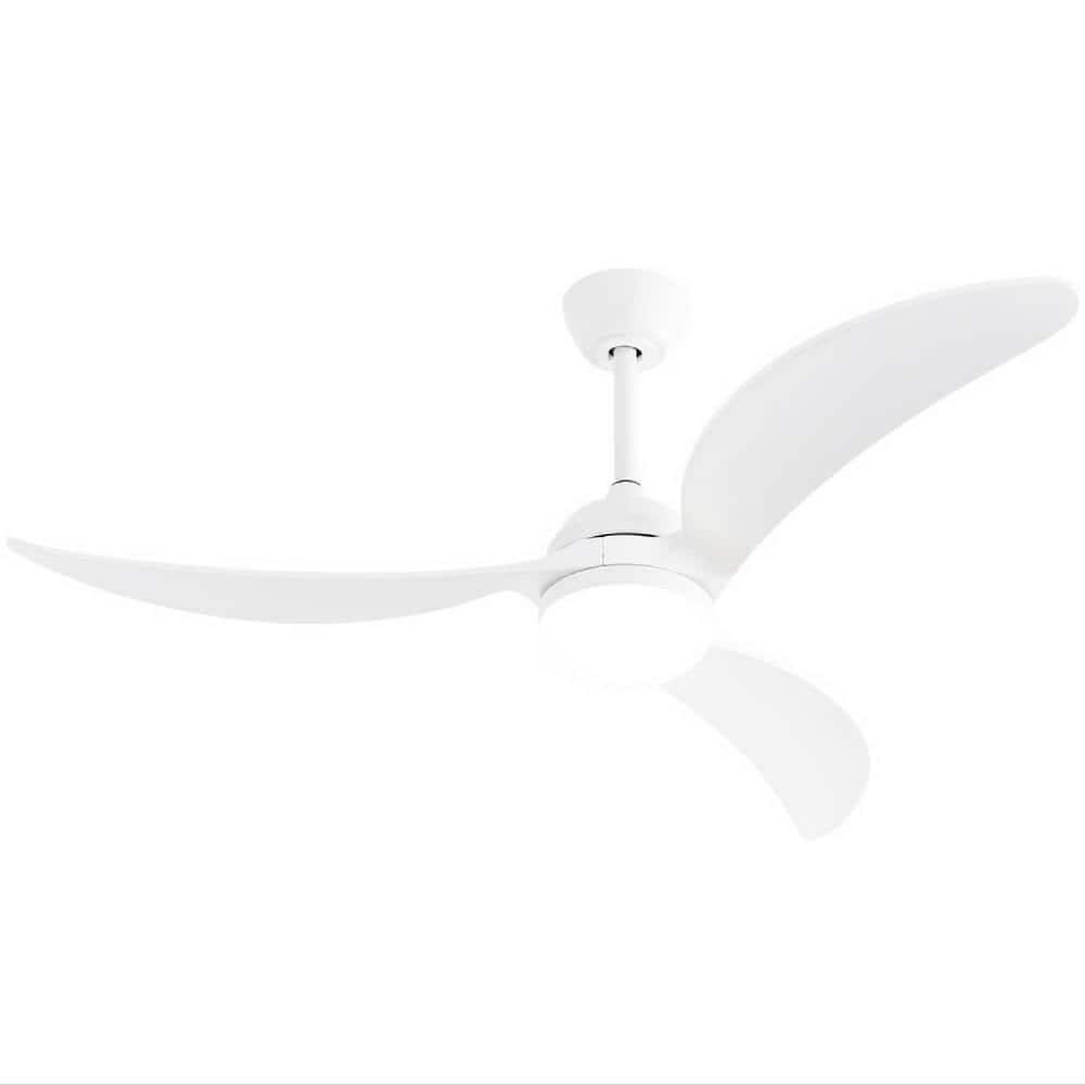 FIRHOT 52 in. LED Smart Indoor White Smart Ceiling Fan with LED Light ...