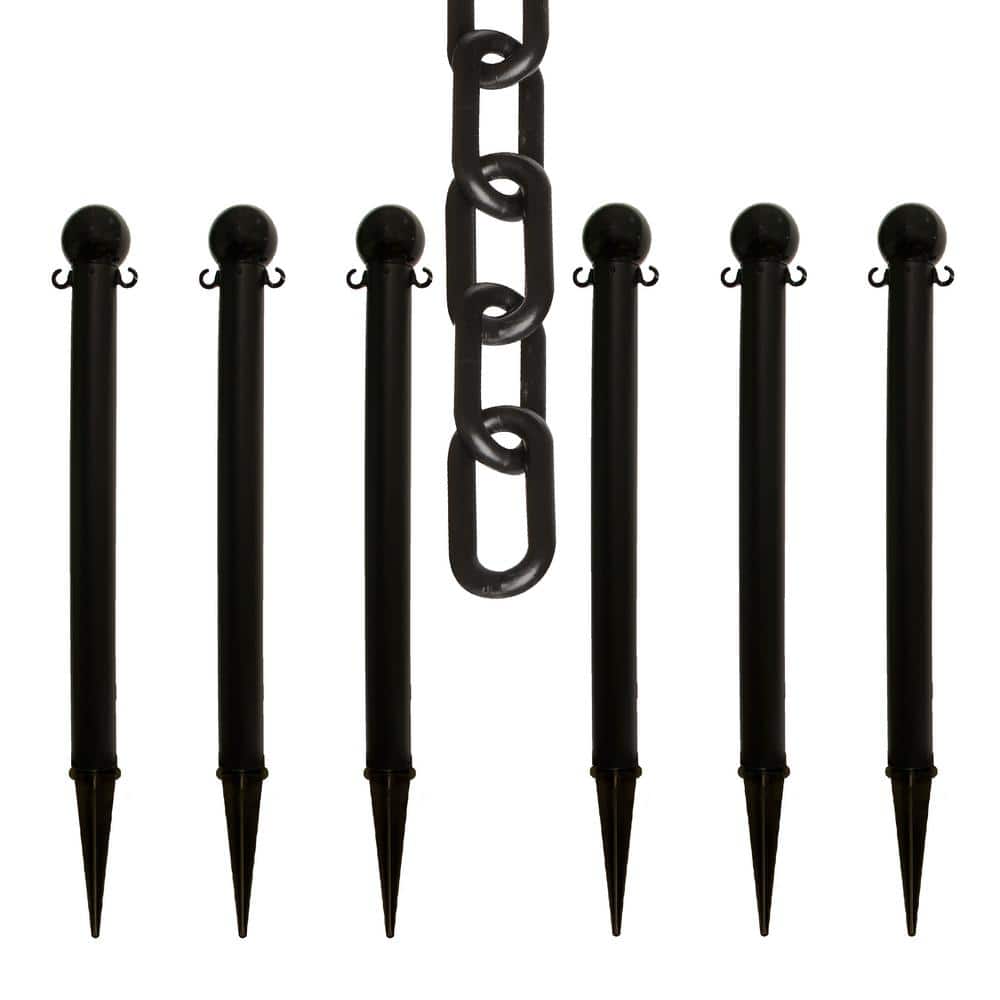 Mr. Chain Black Heavy-Duty Ground Pole and Chain Kit 70503-6 - The Home ...