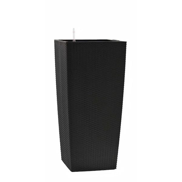 HumblePleb 30 in. H x 15 in. W Plastic Planter Pot In Black, with Self ...