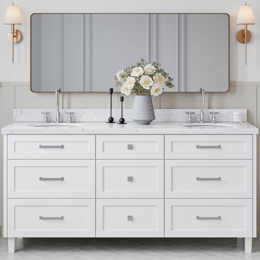 ARIEL Monroe 72.25 in. W x 22 in. D x 36 in. H Double Sink Bath Vanity ...