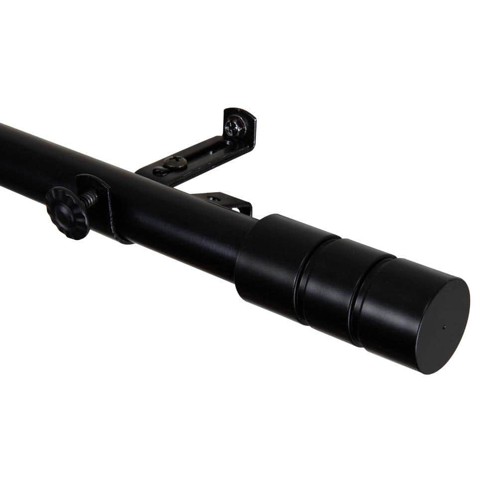 Rod Desyne 48 in. - 84 in. Black Telescoping Single Curtain Rod Kit ...