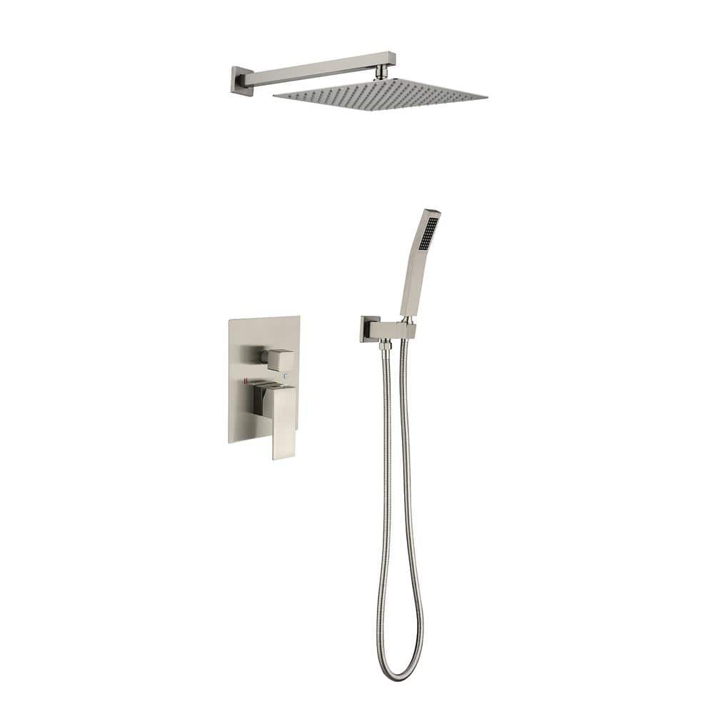 Tahanbath 1-Spray 12 in. Dual Rain Shower Head Systems 2.5 GPM Wall ...