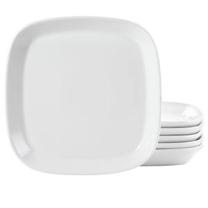 OUR TABLE Simply White 6-Pcs 8 in. Square Fine Ceramic Salad Plate Set ...