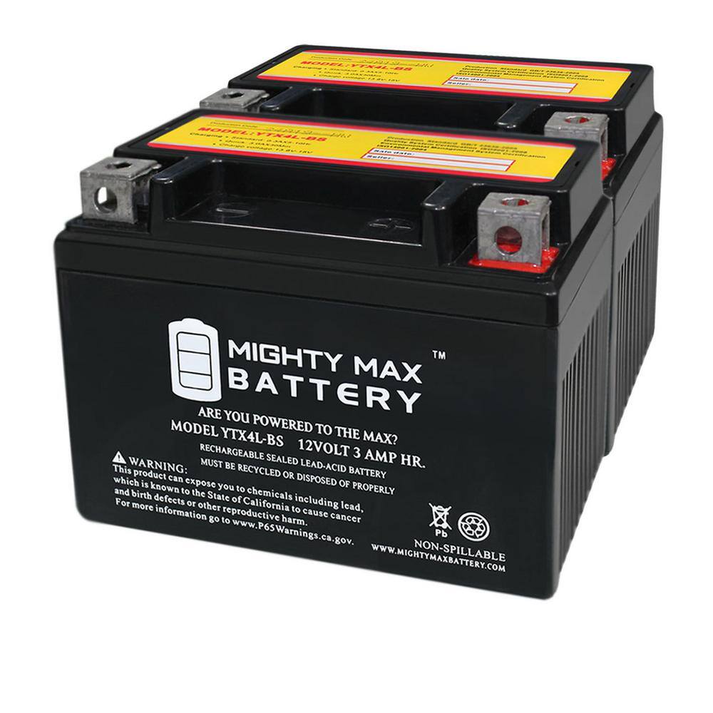 MIGHTY MAX BATTERY YTX4L-BS SLA Battery for Ride On Mower ATV Quad ...