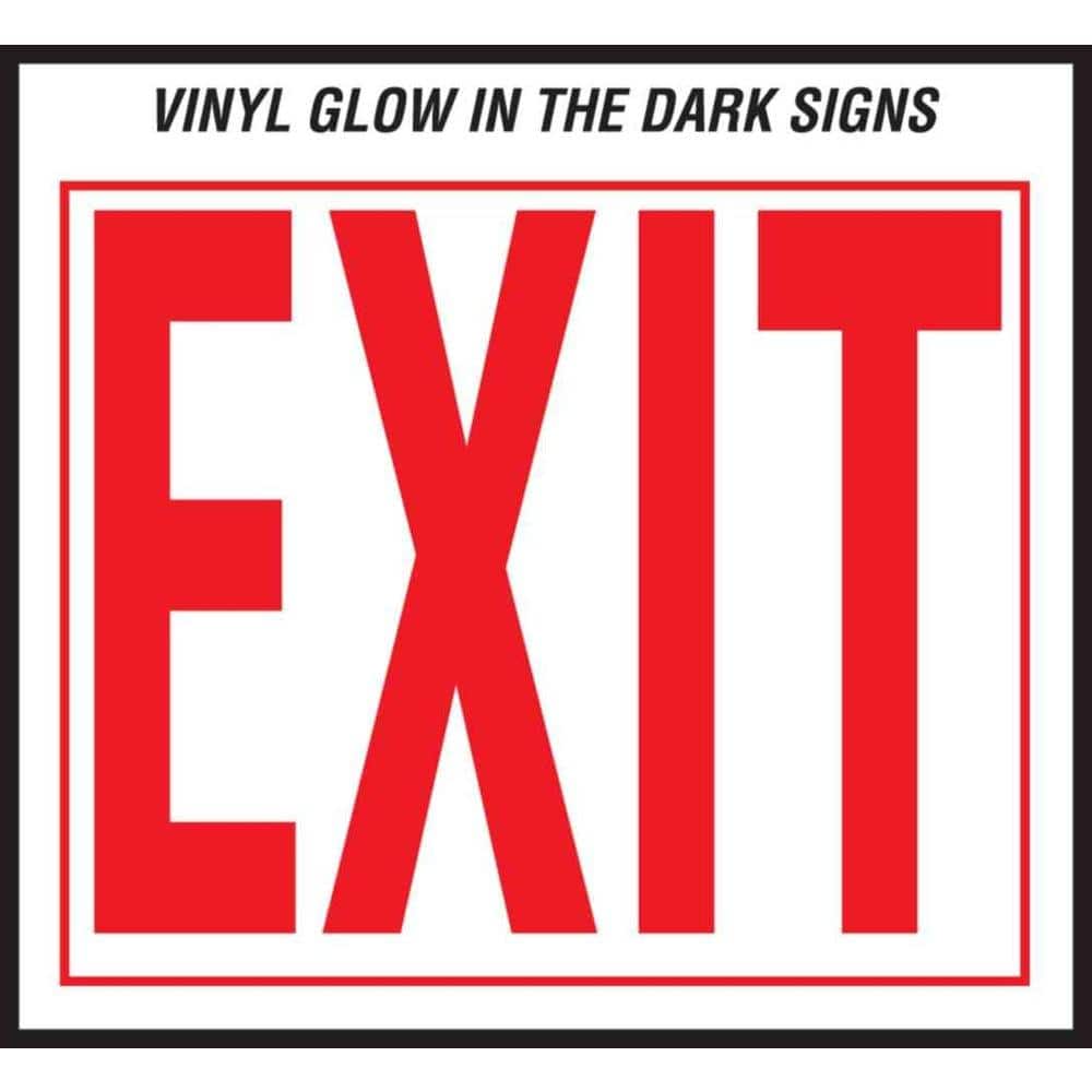 HY-KO 10 in. x 12 in. Glow in the Dark Vinyl Exit Sign EE-3 - The Home ...