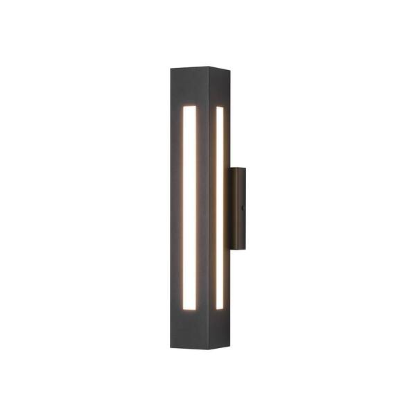 Rennnsan Kudzai 19.69 in. H 30W Matte Black Modern Rectangular Outdoor ...