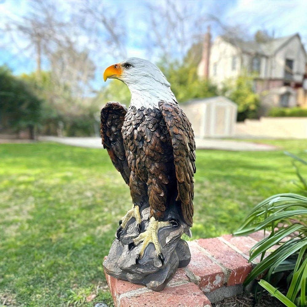AUTMOON Bald Eagle Garden Statue, Hand Drawn American Bald Eagle Statue ...