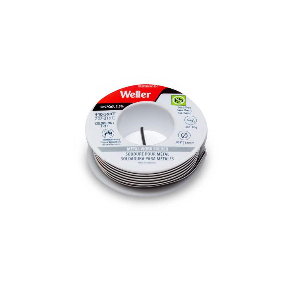 Weller Metal Work Solder Wire 1.6mm/0.063 in. 85g/3 oz. WLWIRMW1630 ...