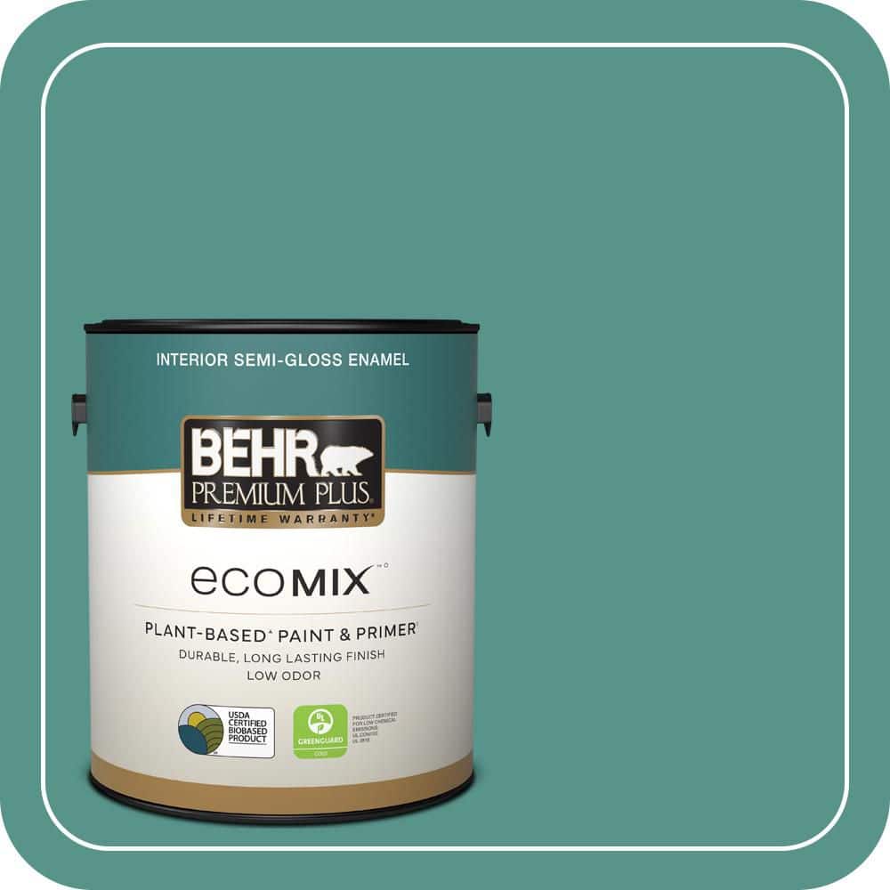 BEHR PREMIUM PLUS 1 gal. #490D-6 Thermal Spring Semi-Gloss Enamel ...