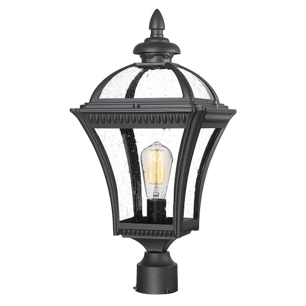 JAZAVA 1-Light Black Aluminum Weather Resistant Hardware Outdoor Post ...