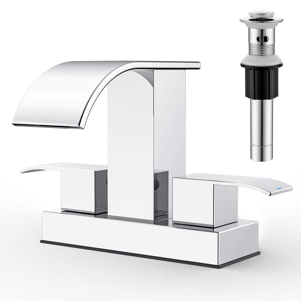 GAGALIFE 4 in. Centerset Double-Handle Waterfall Spout Bathroom Vessel ...