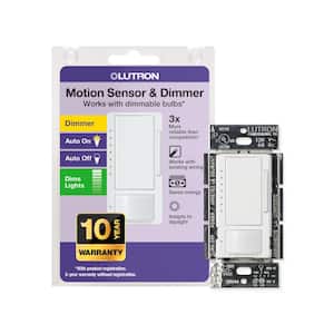 Lutron Maestro LED+ Motion Sensor/Dimmer Switch with Wallplate, 150W LED, Single Pole/Multi ...
