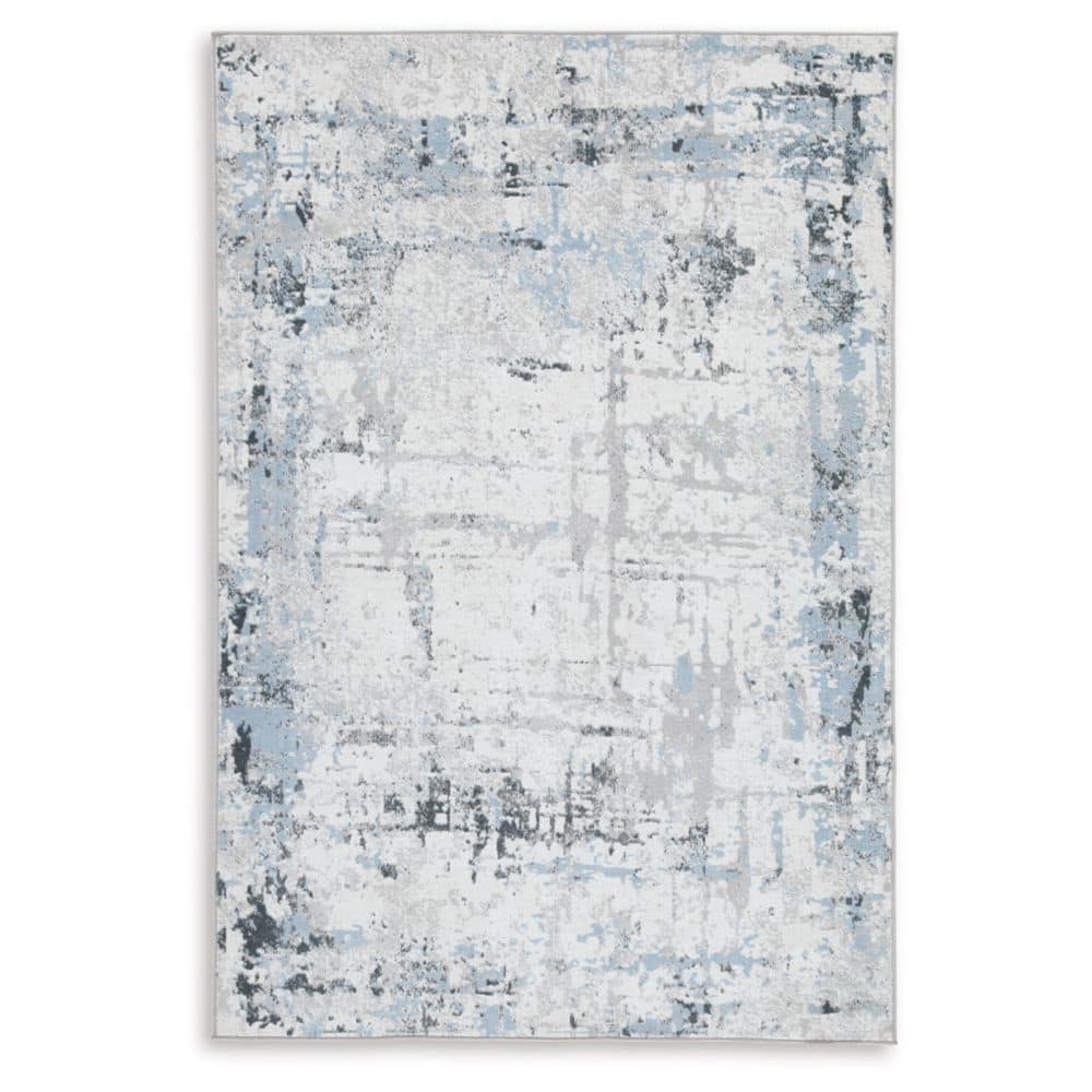 Signature DESIGN BY ASHLEY Emertonly White/Blue 8 ft. x 10 ft. Abstract ...