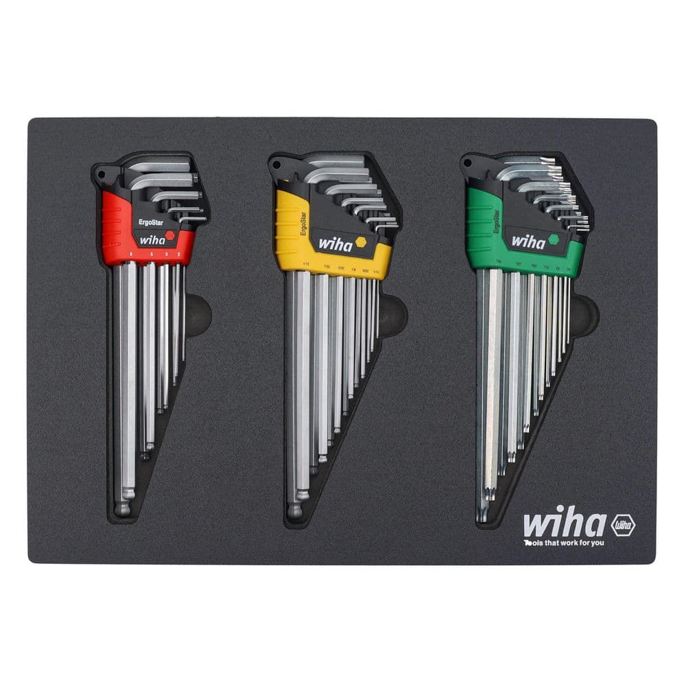 Wiha ErgoStar L-Key Tray Set-Hex Metric, Hex SAE, Torx (35-Piece) 66979 ...