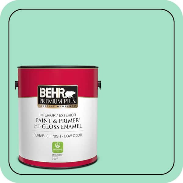 BEHR PREMIUM PLUS 1 gal. #470A-3 Reef Green Hi-Gloss Enamel Interior ...