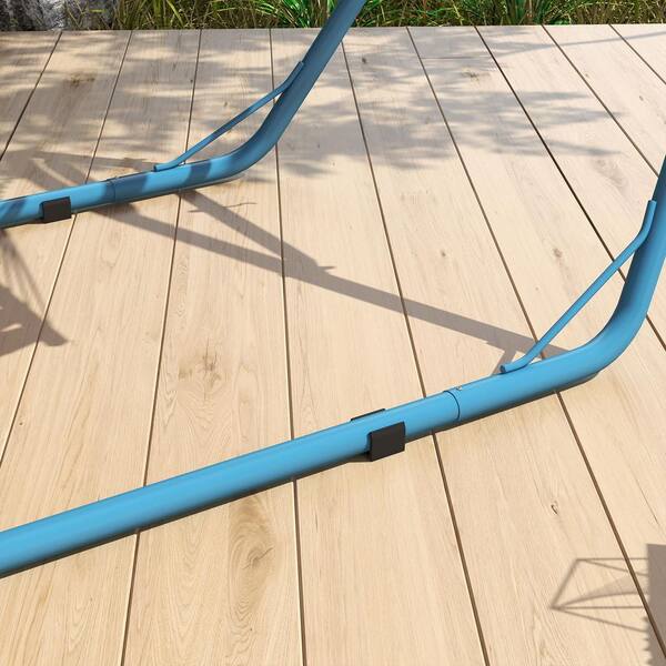 ITOPFOX Steel Portable Adjustable Frame Hammock Stand with Weather Resistant Finish in Blue ...