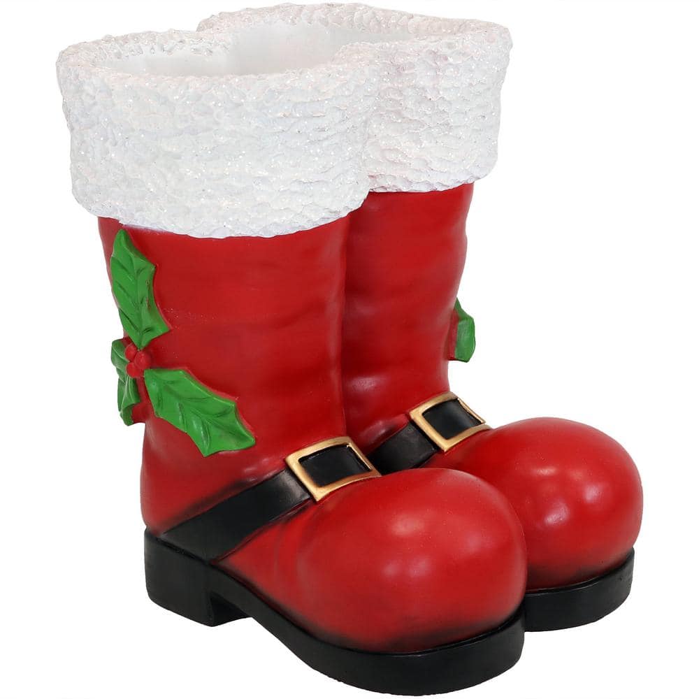 Sunnydaze 13 in. Indoor or Outdoor Polyresin Decoration Santa Boots ...