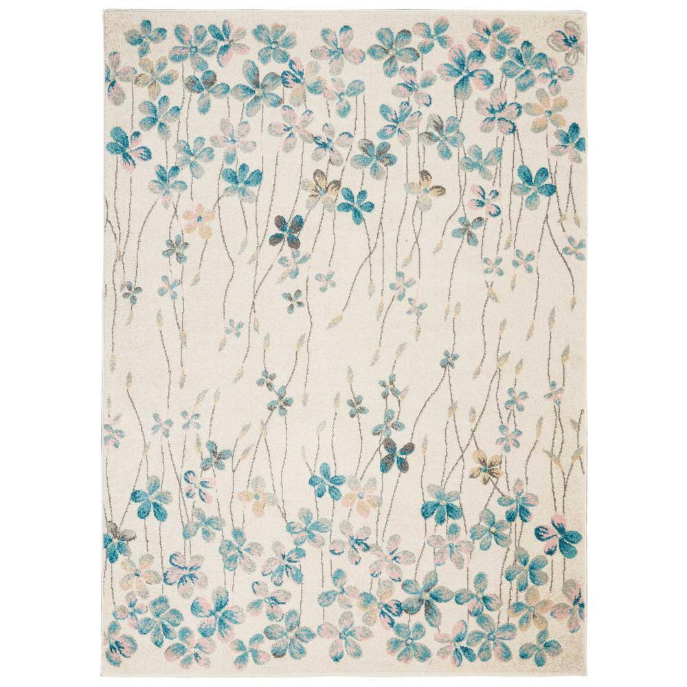 Nourison Tranquil Ivory 5 ft. x 7 ft. Floral Modern Area Rug 484826