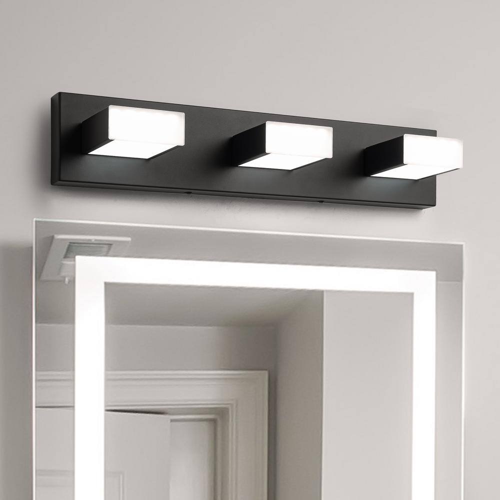 EDISLIVE Jerico 22 in. 3-Light Integrated Black Bathroom LED Vanity ...