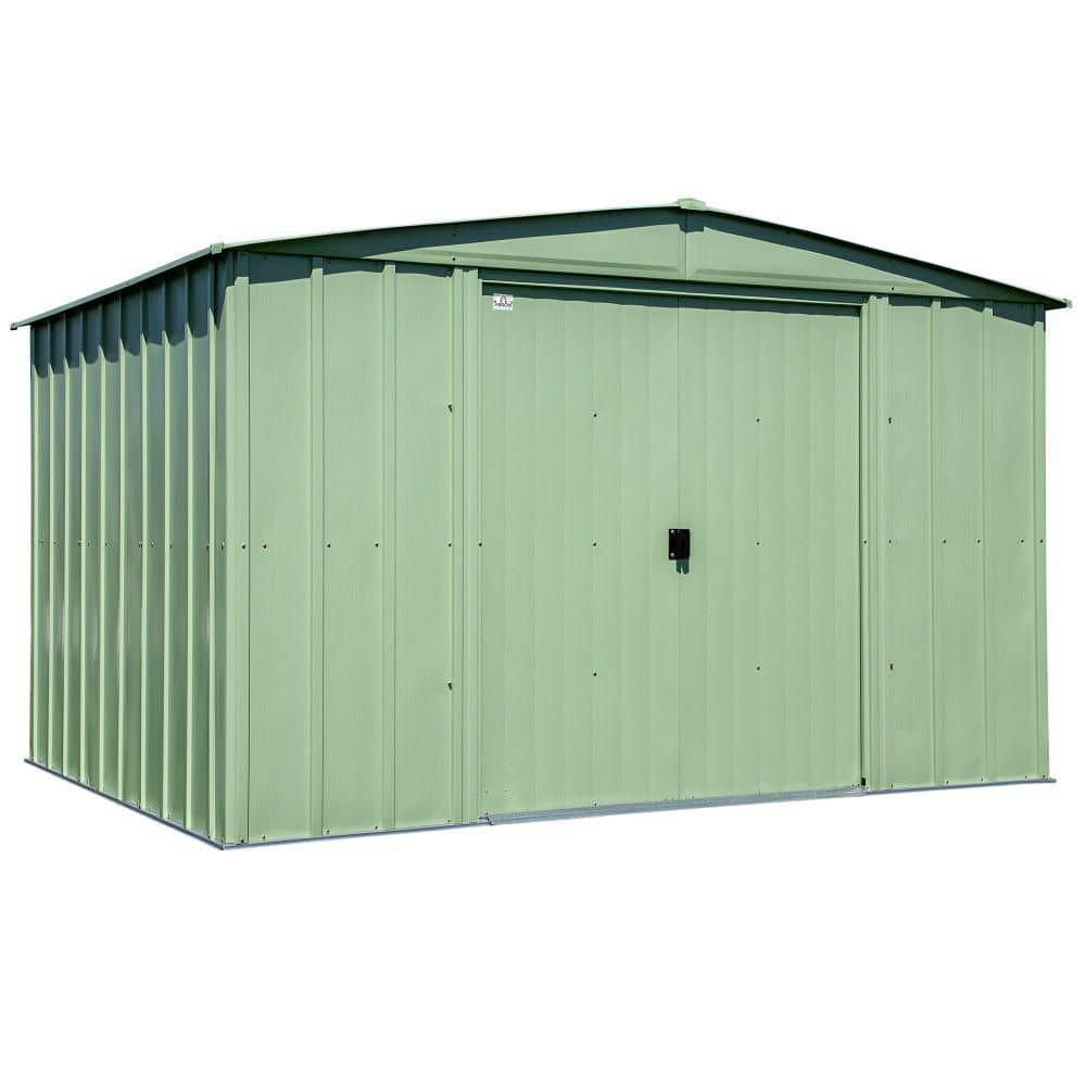 Arrow Classic 10 ft. W x 8 ft. D Sage Green Steel Storage Shed CLG108SG ...