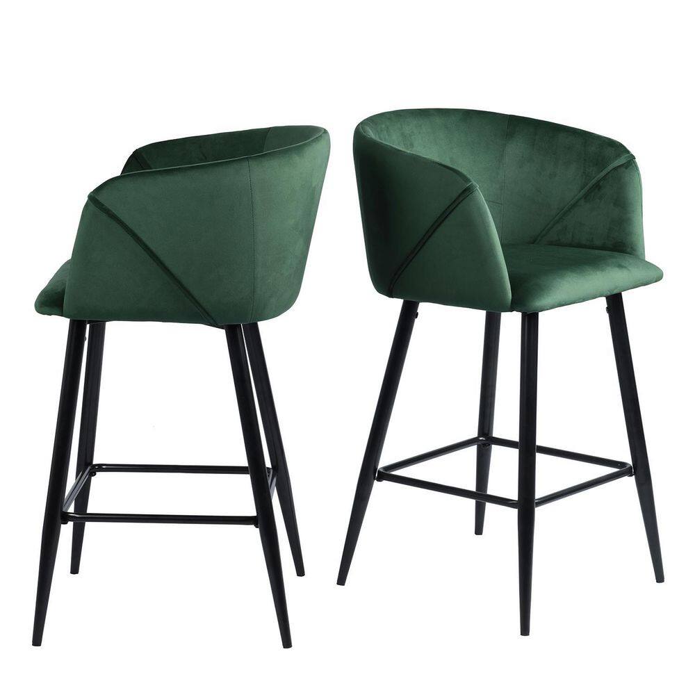 Homy Casa Aldridge 26 in. Green Mid Back Metal Frame Counter Stool with ...