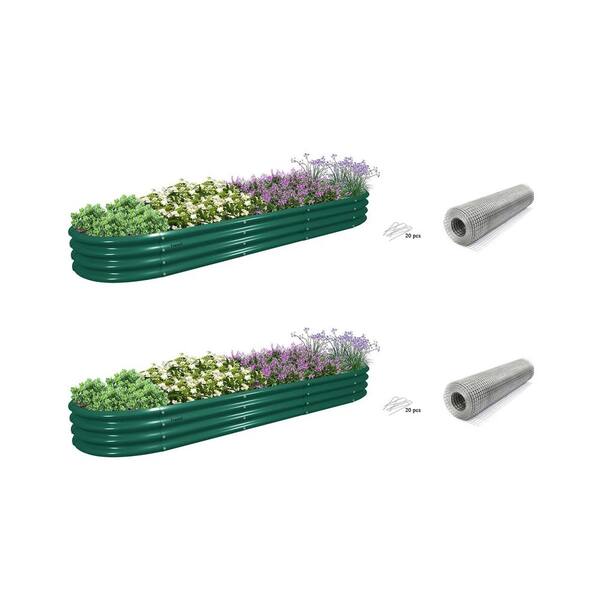 Pcs 144 L x 24 W x 12 H Rust-Resistant Oval Green Outdoor Metal Planter ...