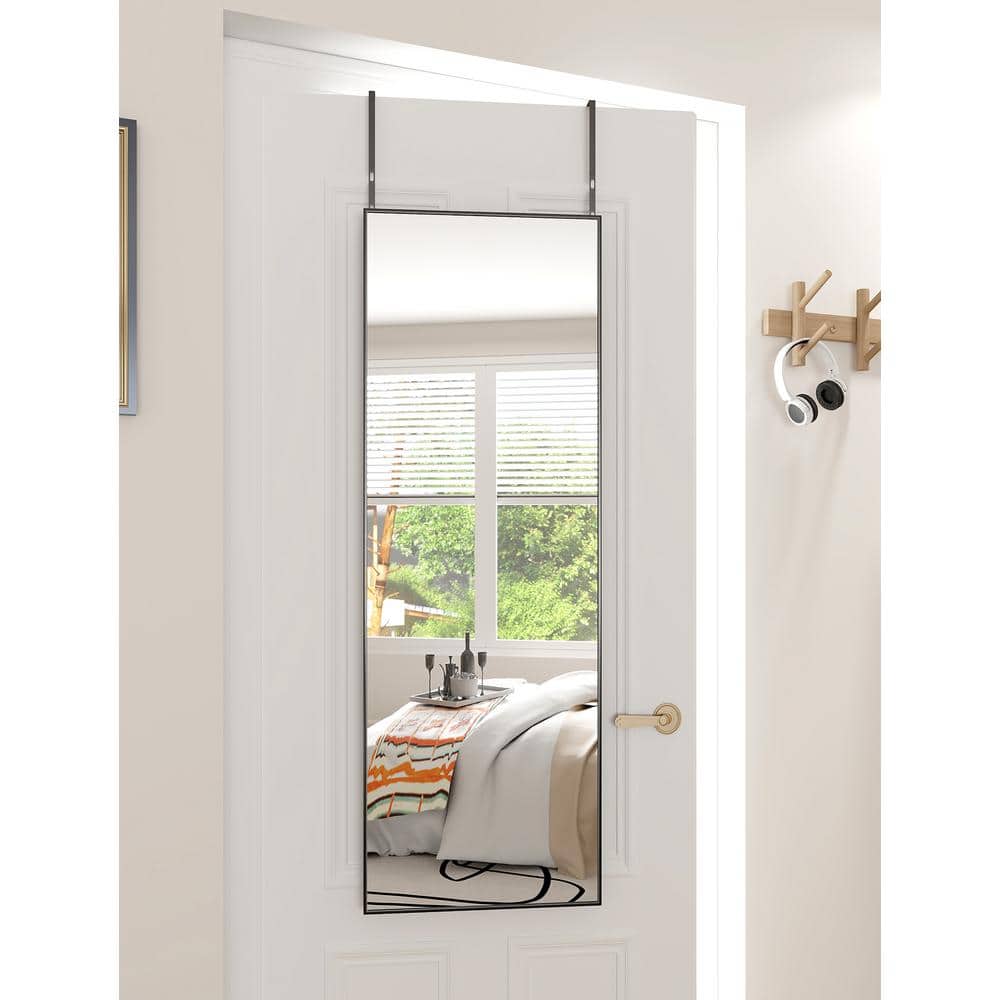 XRAMFY 14 in. W x 47.5 in. H Modern Rectangular Black Aluminum Alloy ...