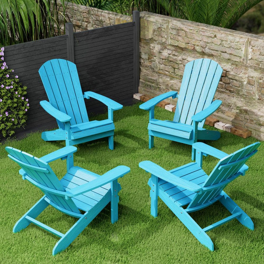 Mximu Classic Blue Plastic Outdoor Patio Adirondack Chair (Set of 4) BS016TD*4 - The Home Depot