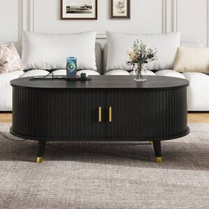 MODWAY Cadence 18.5 in. Oak Oval MDF Coffee Table EEI-6837-OAK - The ...