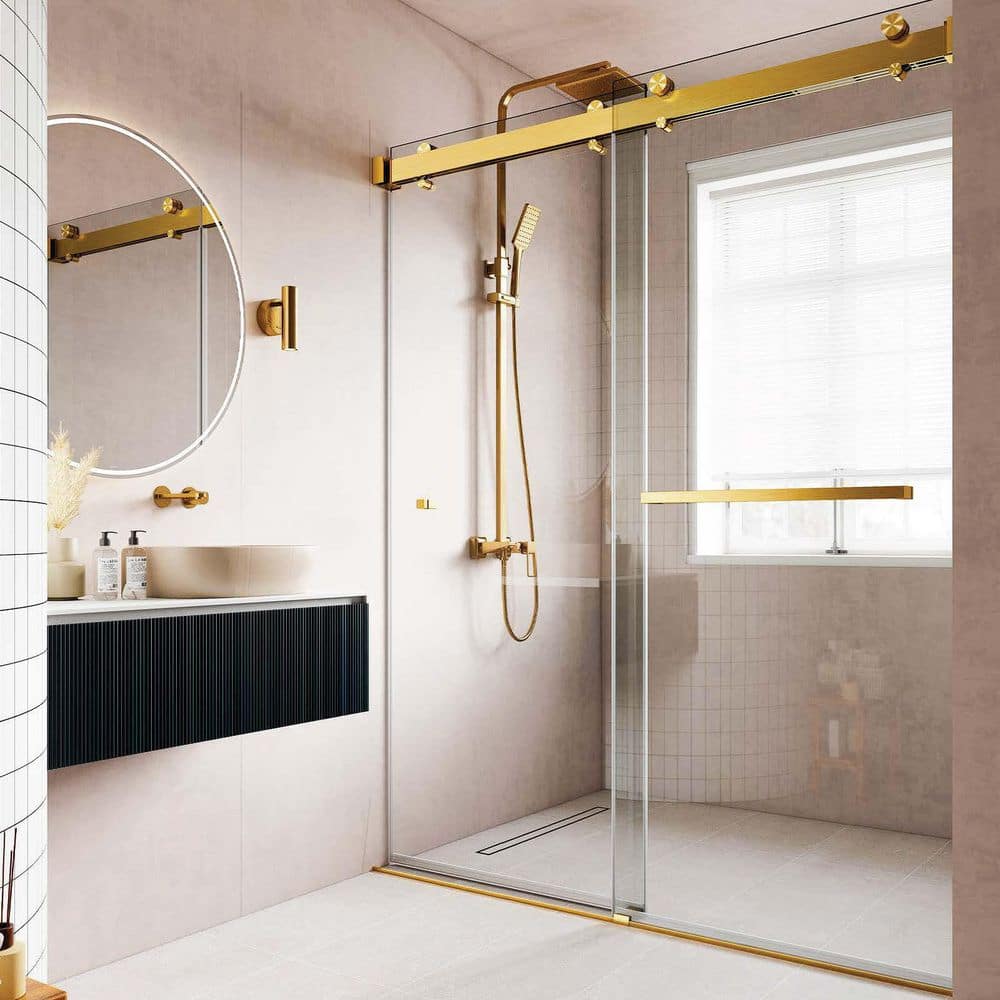 GLASSIC VS Series 50in.-54in. W x 78in. H Soft Closing Frameless Double ...