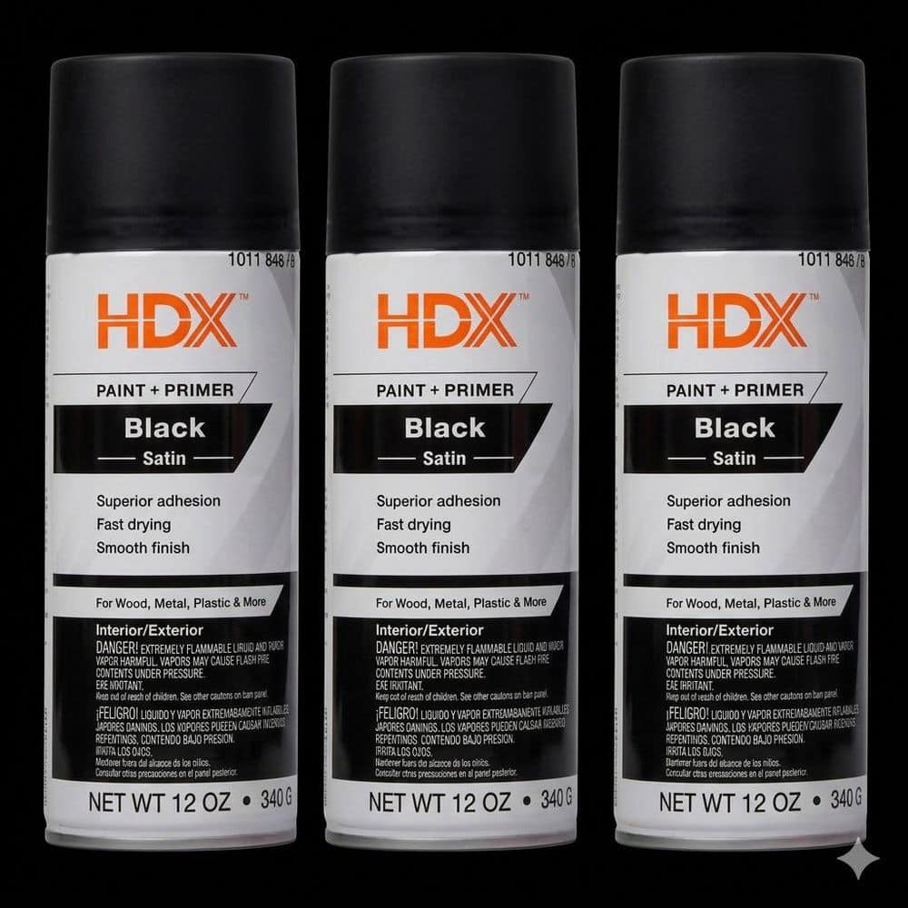 HDX 12 oz. Paint and Primer Satin Black Spray Paint - The Home Depot