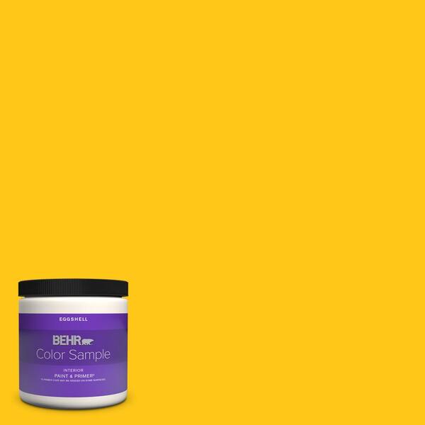 BEHR PREMIUM PLUS 8 oz. #P300-7 Unmellow Yellow Eggshell Enamel ...