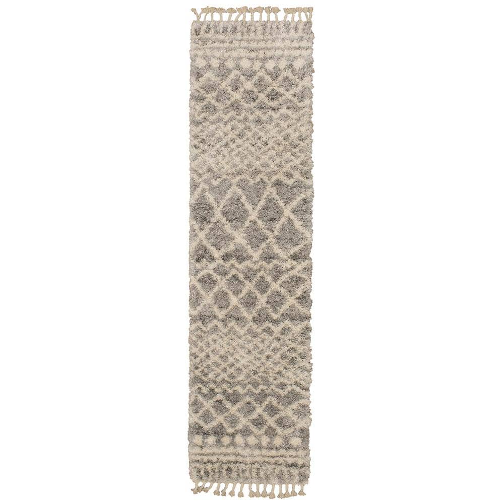 StyleWell Caspian 2 ft. x 12 ft. Gray Moroccan Runner Rug 680008 - The ...