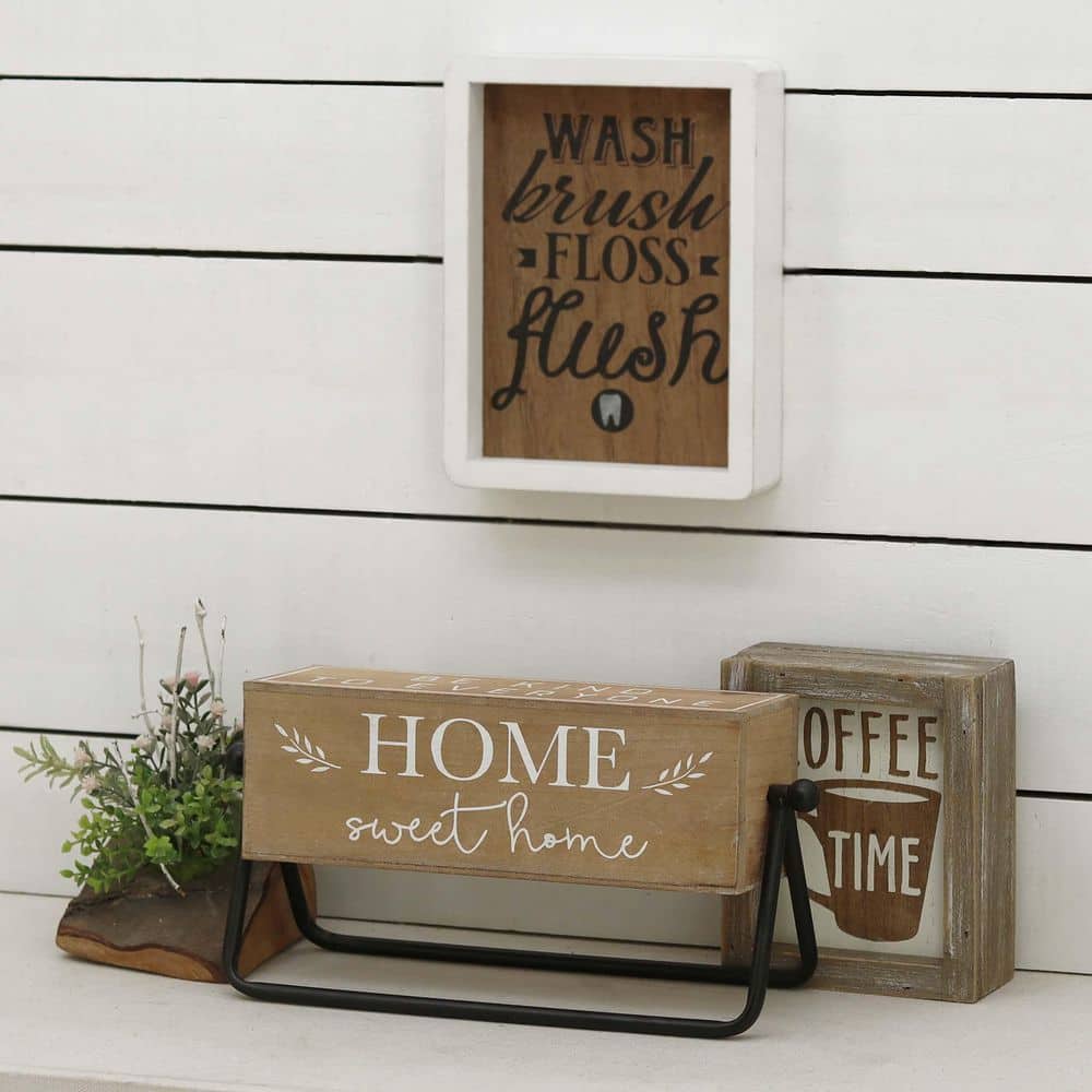 PARISLOFT Rotating 4-Sided Freestanding Inspirational Wood Sign UH1494 ...