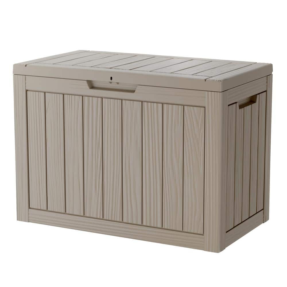OUPES 45 Gal. LightBrown Resin Outdoor Storage Deck Box OPS-F45GB-LB ...