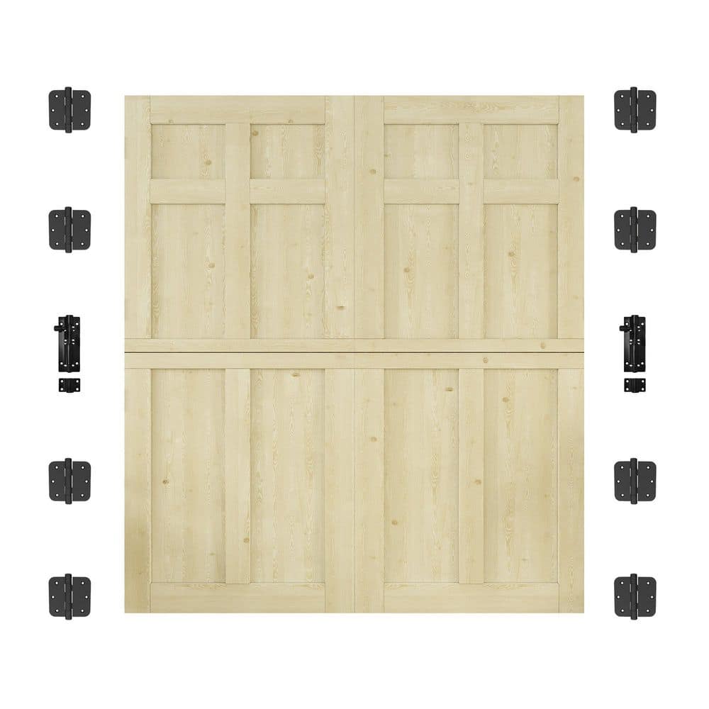 ARK DESIGN 60 in. x 80 in. Solid Pine Universal 6-Panel Unfinished Pine ...