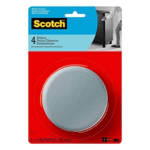 Scotch 4 in. Gray/Black Round Reusable Furniture Sliders (4-Pack) SP647 ...