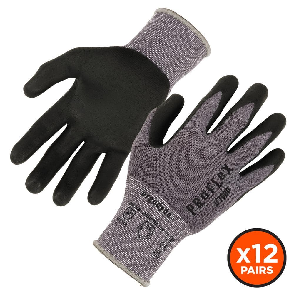 Ergodyne ProFlex 7000 Extra Large Gray Nitrile Coated Gloves (12-Pairs ...