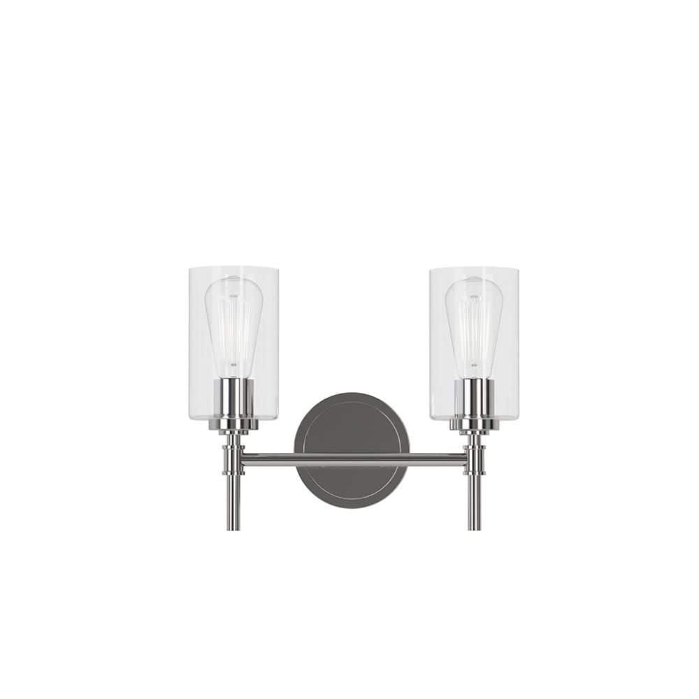 LumLight Wexton 13.38 in. Plug and Play 2-Light Brushed Nickel Vanity ...
