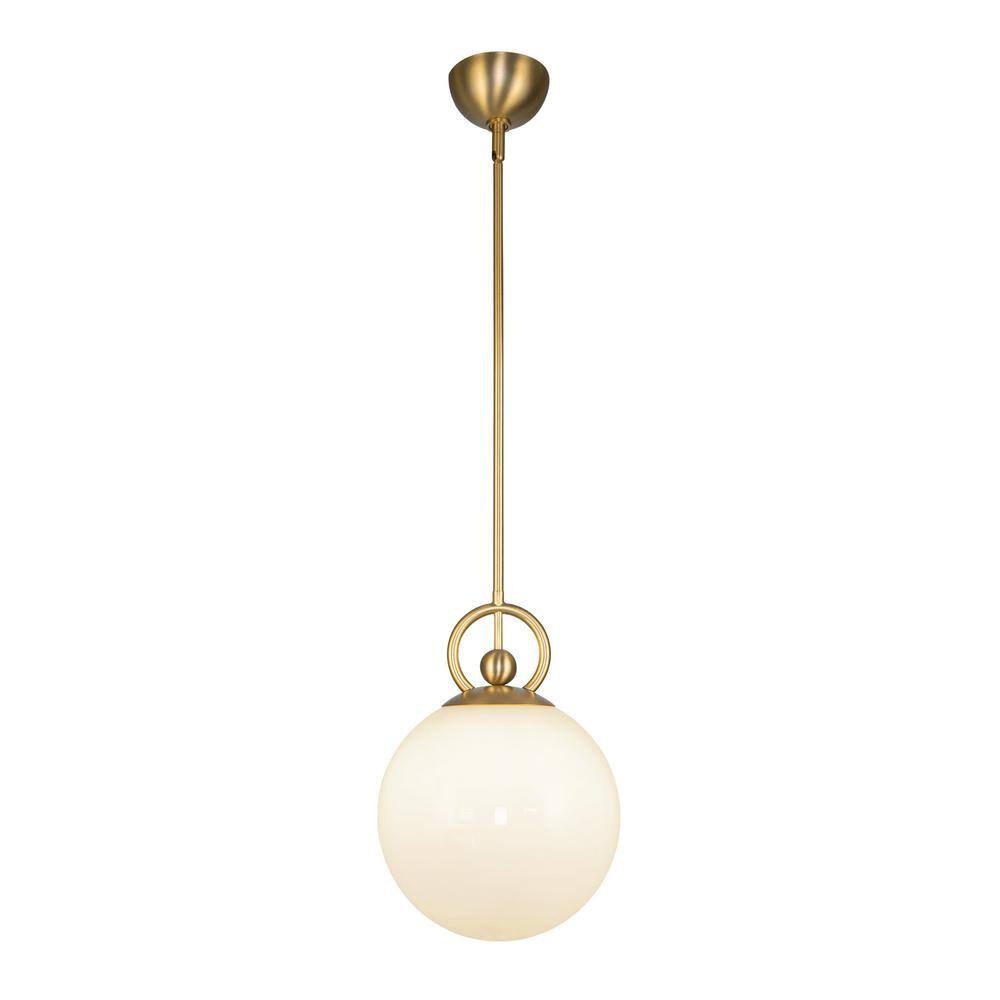 ALORA MOOD Fiore 10 in. 1 Light 60-Watt Brushed Gold/Glossy Opal Glass ...