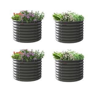 Zeus & Ruta 2-Piece Quartz Grey Metal Galvanized Outdoor Raised Garden ...