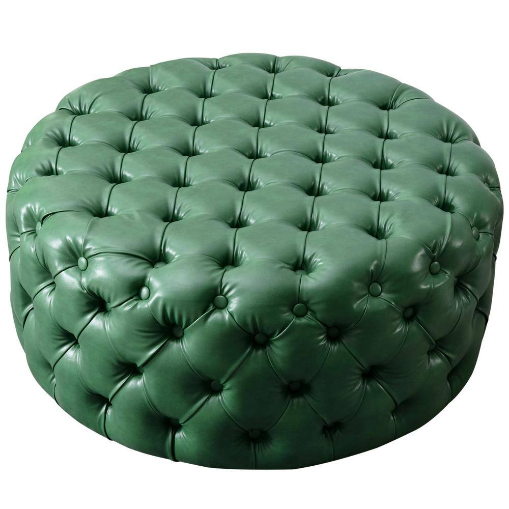 KINWELL 35.4 in. Green Round Cocktail Ottoman MLA000688-GREEN - The ...