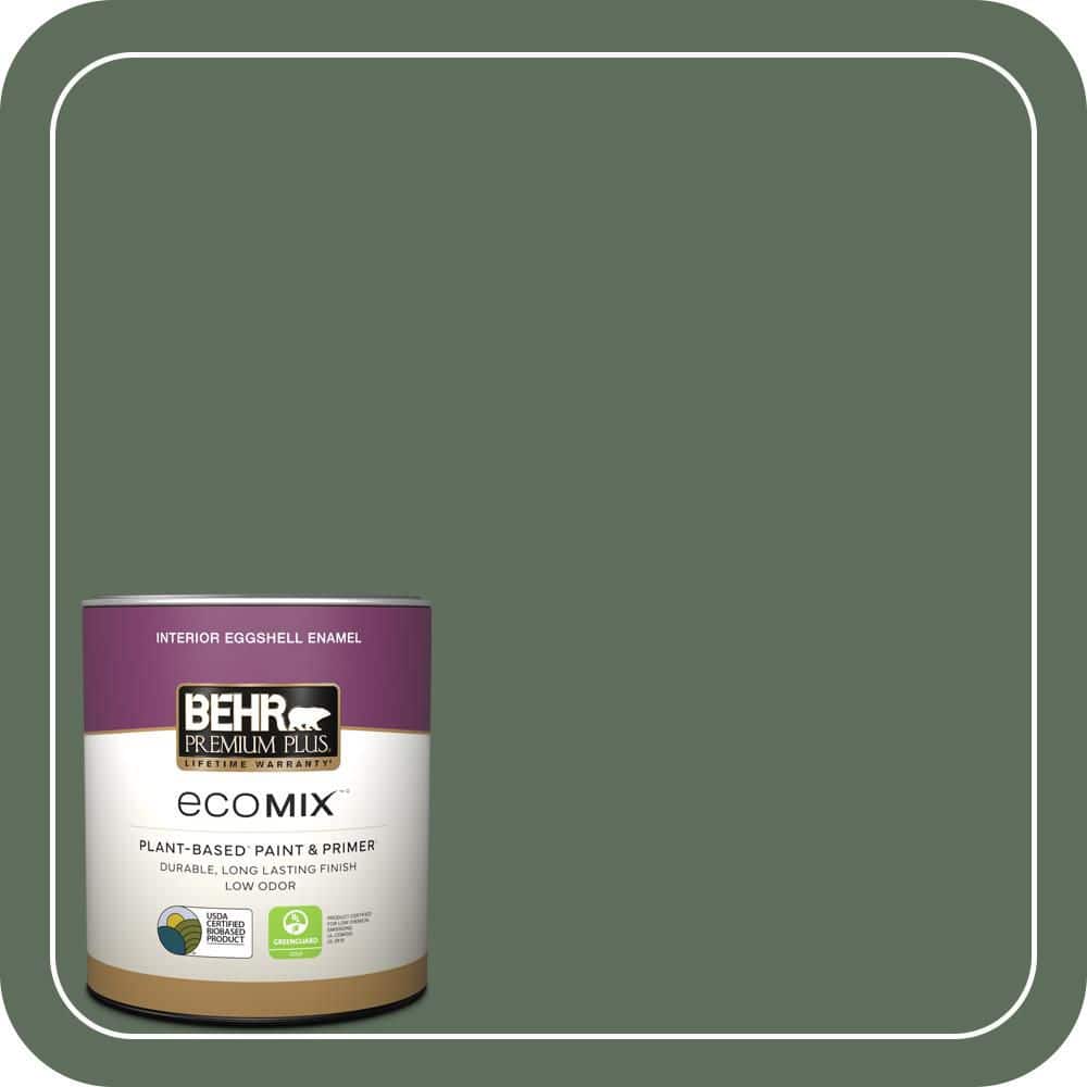 BEHR PREMIUM PLUS 1 qt. #450F-6 Whispering Pine Eggshell Enamel EcoMix ...