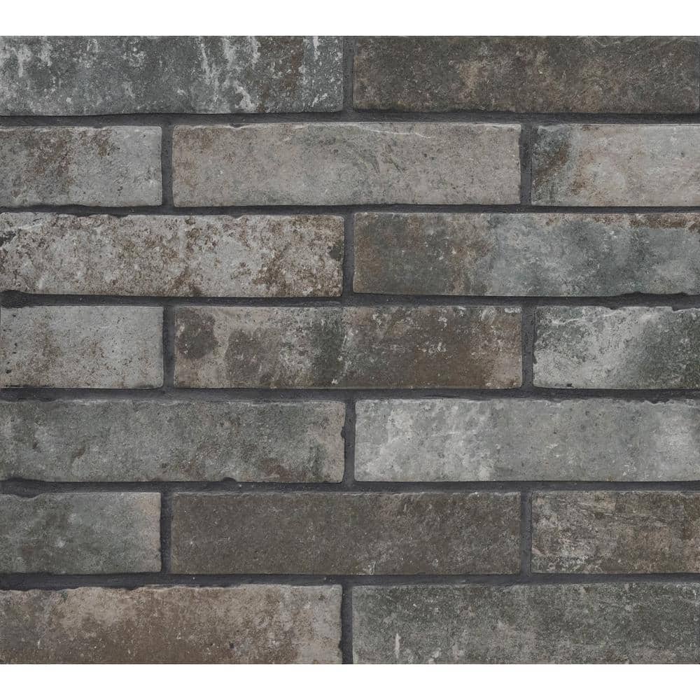 MSI Capella Charcoal Brick 2 in. x 10 in. Matte Porcelain Floor and ...