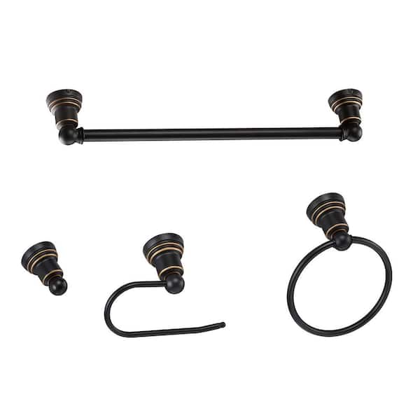WISBEAM 4-Piece Bath Hardware Set 20 in. with Mounting Hardware in Oil ...