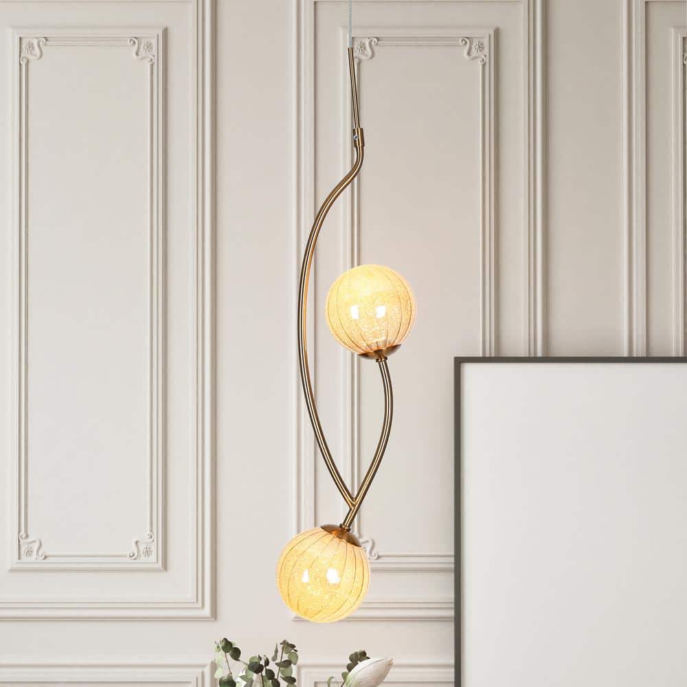 LNC Cenlindes 2-Light Plating Brass Branch Integrated LED Mini Pendant ...