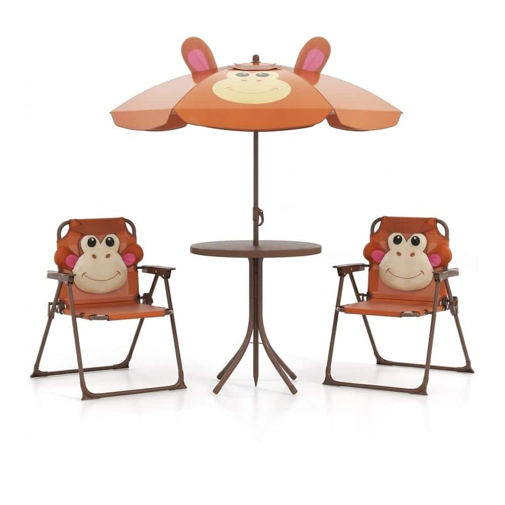Bunpeony 4 Pieces Kids Picnic Set with 2 Folding Chairs and Height ...