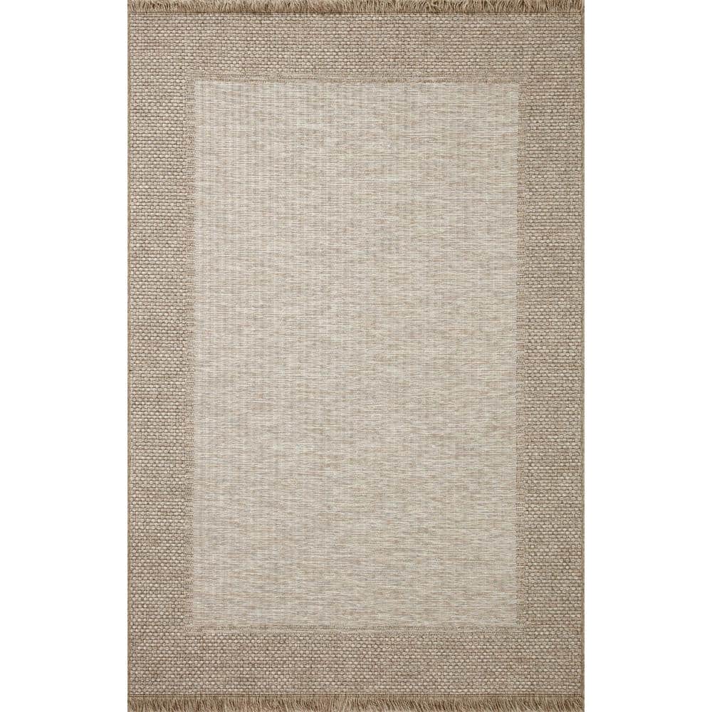 Loloi Dawn 3 ft. 9 in. x 5 ft. 9 in. Natural Border Indoor/Outdoor Area ...